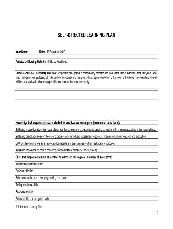 MN 501 Unit 10 Self-Directed Learning Plan (SDLP)