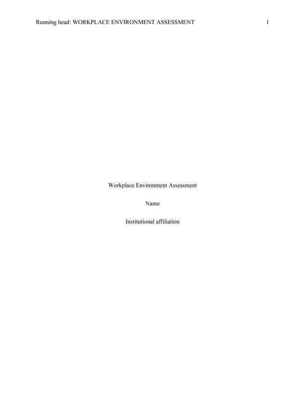 Nurs 6053 Module 4 Assignment: Workplace Environment Assessment