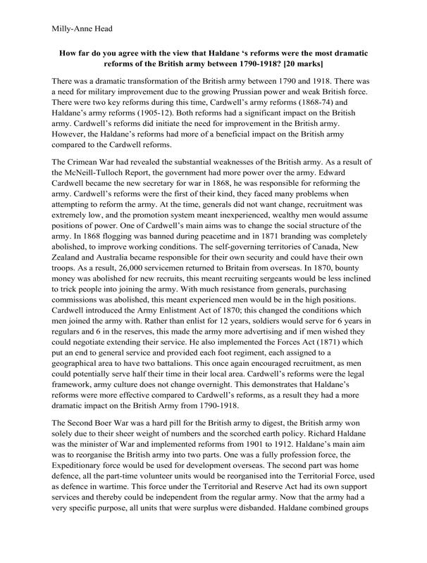 Were Haldane ‘s Reforms The Most Dramatic Reforms Of The British Army ...
