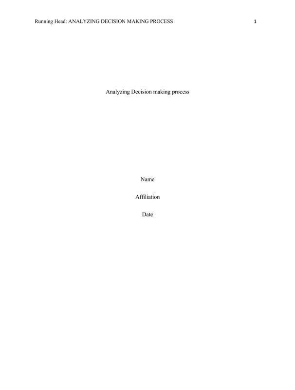 Analyzing Decision Making Process (Procter & Gamble)