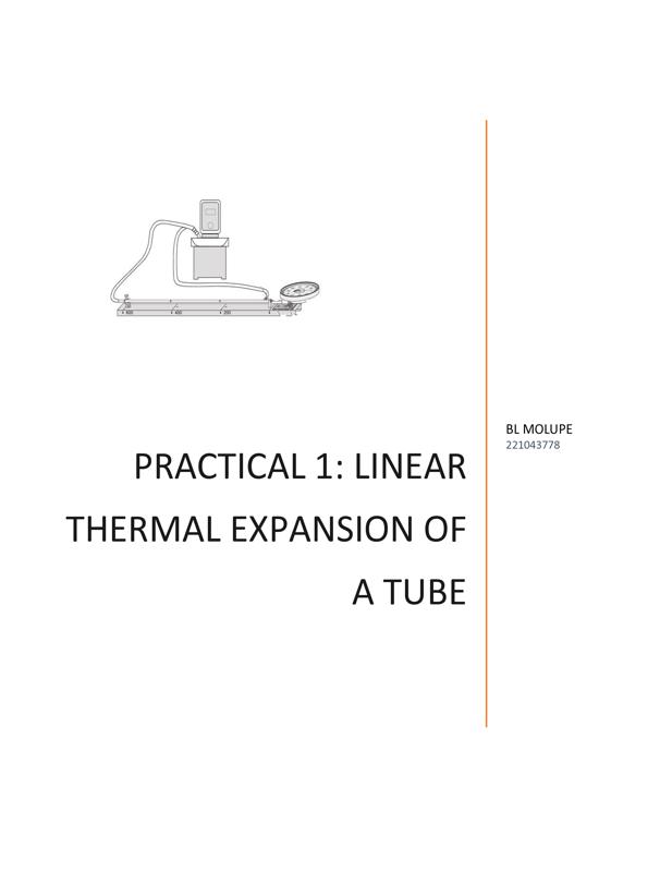 Lab Report : Practical 1 LINEAR THERMAL EXPANSION OF A TUBE