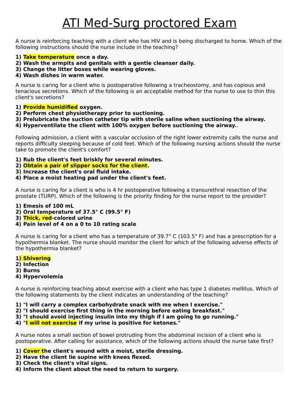 Latest ATI Med Surg Proctored Exam