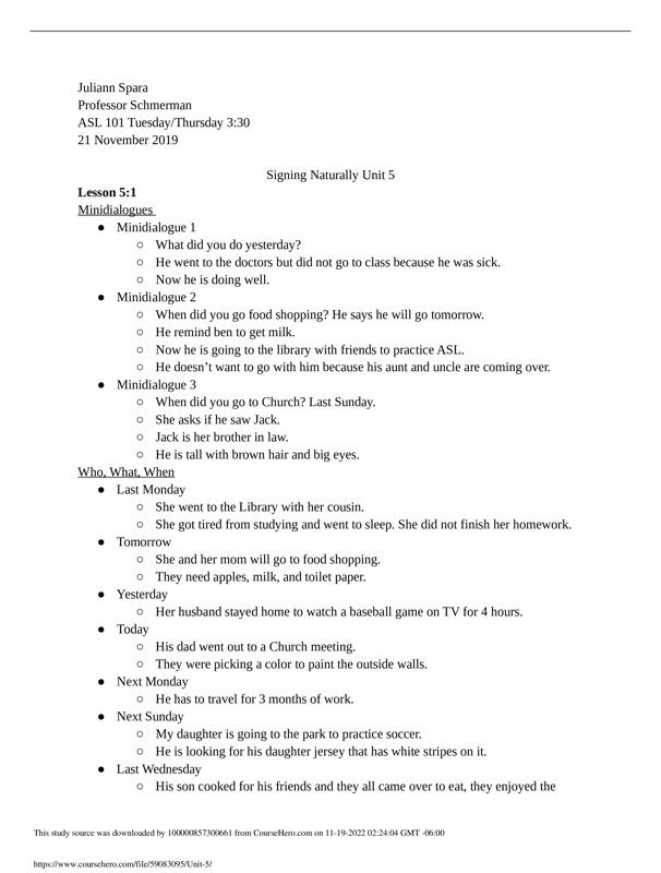 ASL 101 Unit 5 Sign Language 101