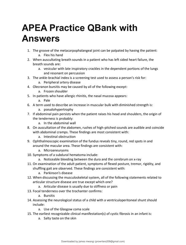 APEA 3P Practice Questions Bank With Answers