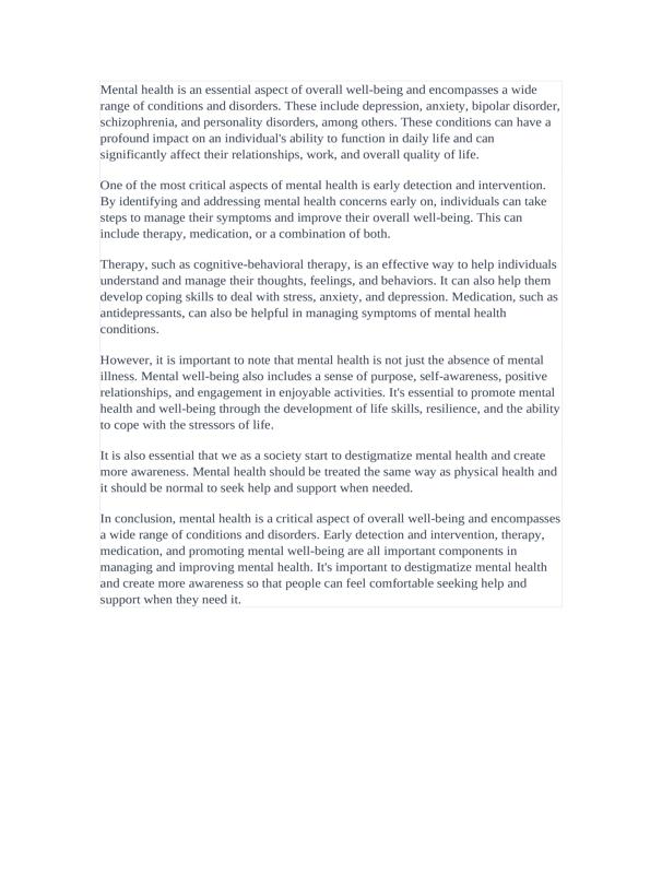 Mental Health: Overview, Importance And Solutions.