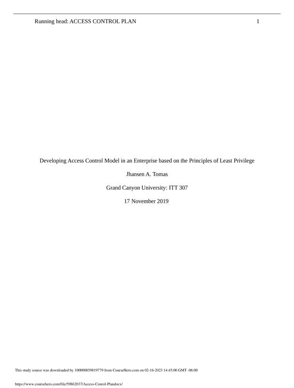 ITT 307 - Developing Access Control Model In An Enterprise Based On The ...