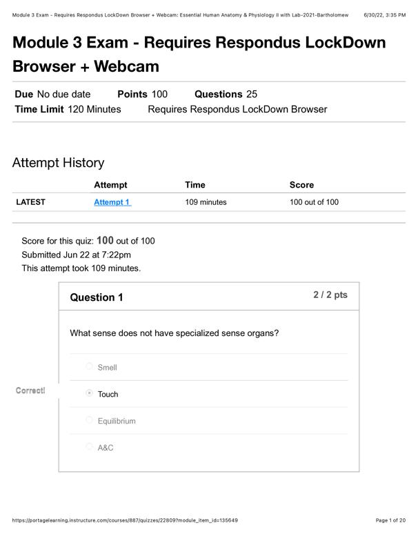 Module 3 Exam - Requires Respondus LockDown Browser + Webcam: Essential ...