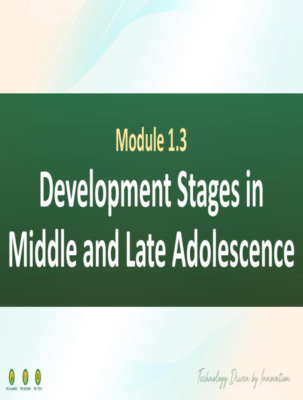 SHS-SS111 Slides 3 Development Stages In Middle And Late Adolescence
