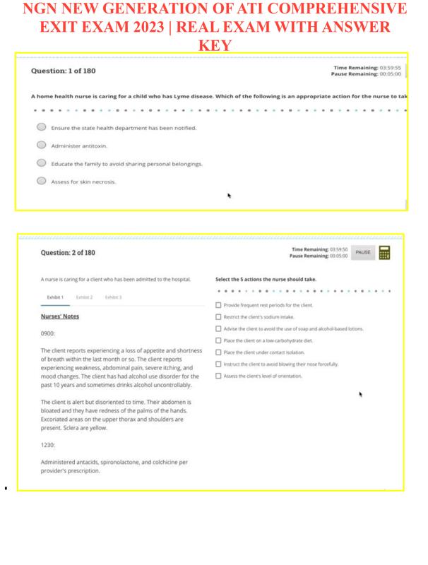 NGN NEW GENERATION OF ATI COMPREHENSIVE EXIT EXAM 2023 | REAL EXAM WITH ...