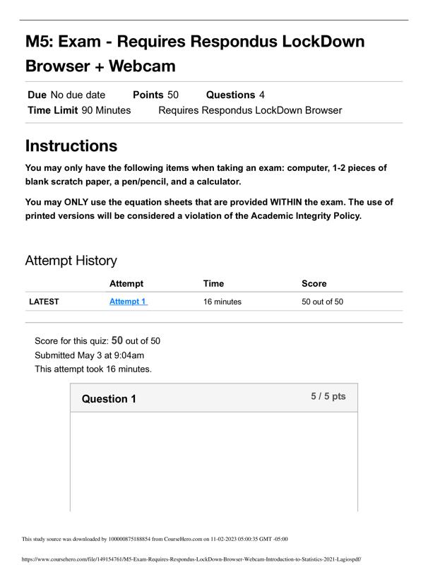Math 110 Module 5 Exam Math 110 Introduction To Statistics Portage Learning