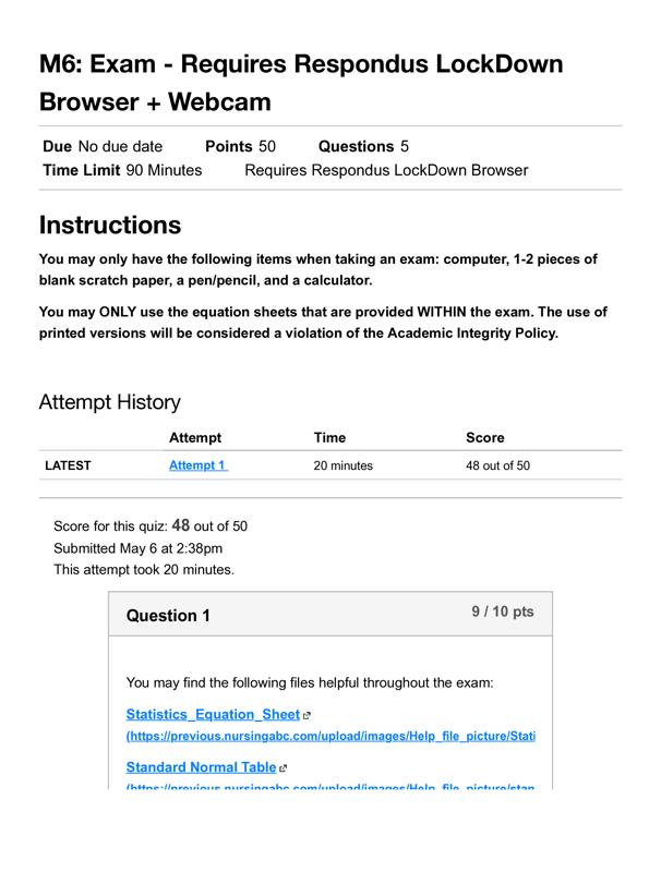 Math 110 Module 6 Exam Math 110 Introduction To Statistics Portage Learning