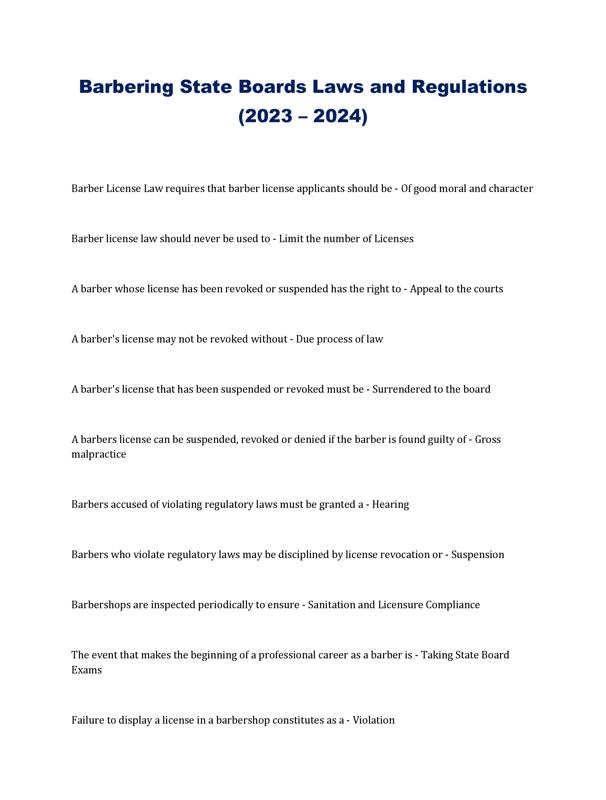 Barbering State Boards Laws And Regulations (2023 – 2024)