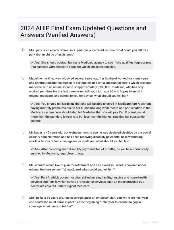 2024 Final Exam 2024 Latest Version Questions And Detailed Answers