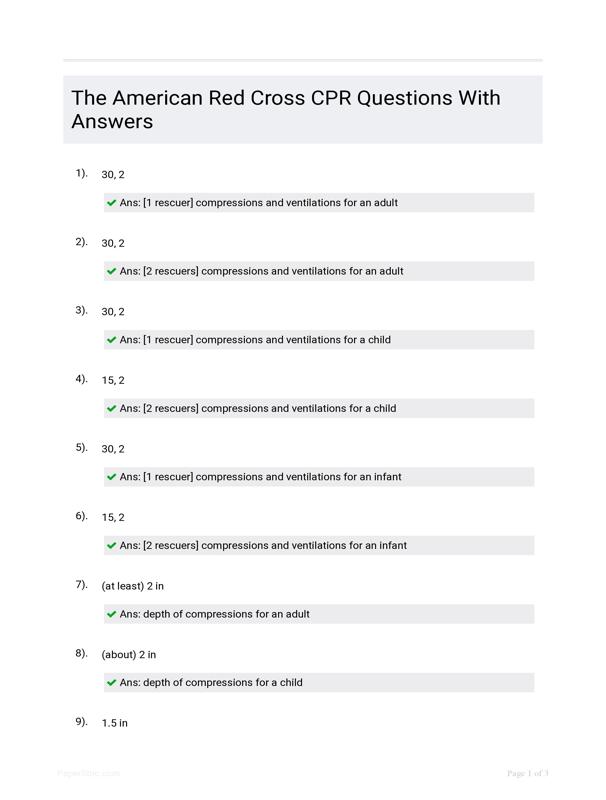 The American Red Cross CPR Questions With Answers