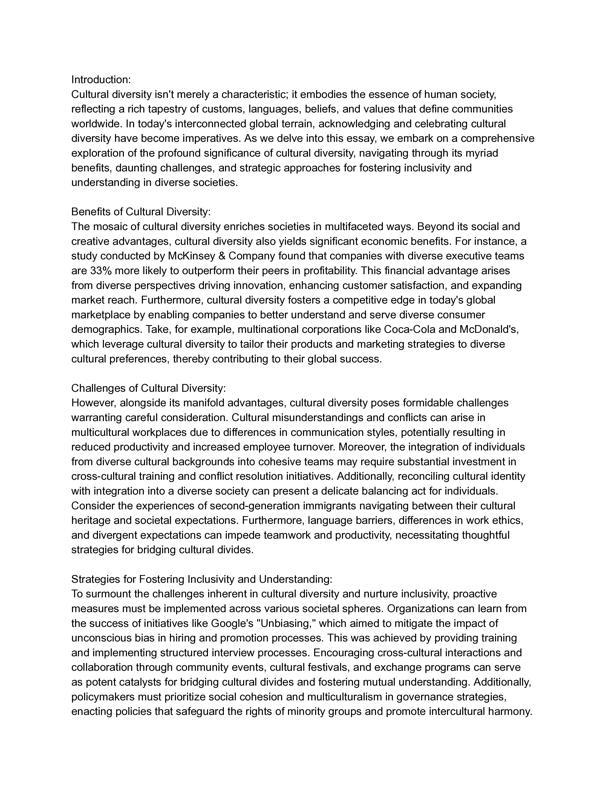 Title: Navigating Cultural Diversity: Unveiling Benefits, Confronting ...