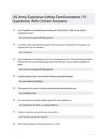 US Army Explosive Safety Familiarization Study Guide Rated A+