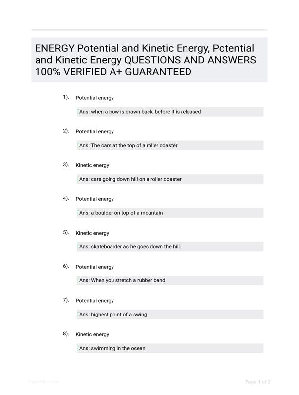ENERGY Potential And Kinetic Energy, Potential And Kinetic Energy ...