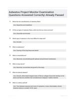 Asbestos Project Monitor Examination Questions Answered Correctly ...