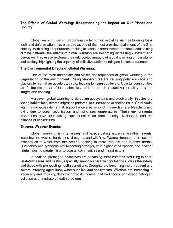 The Effects Of Global Warming: Understanding The Impact On Our Planet ...