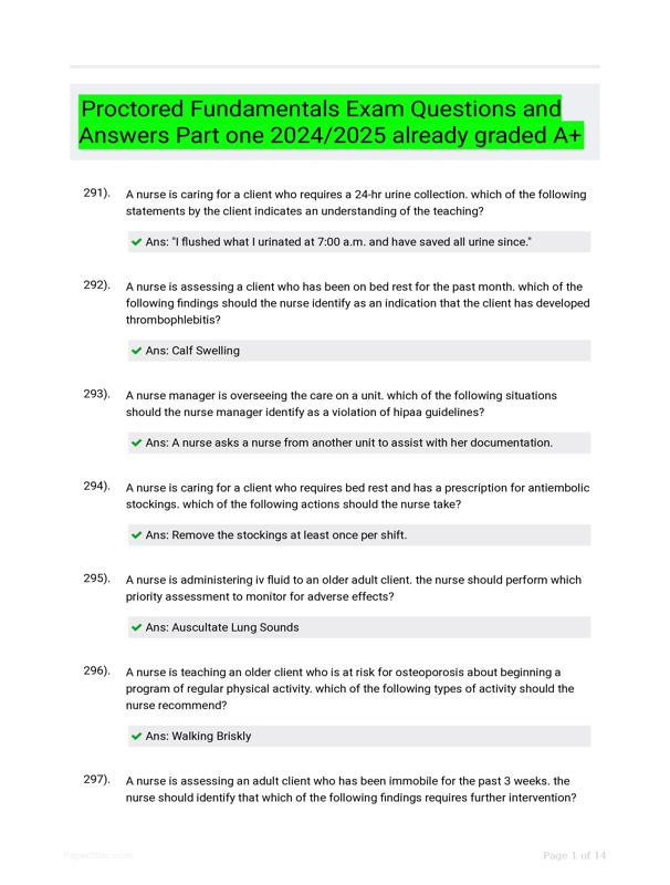Proctored Fundamentals Exam - Questions & Answers (Rated A+) 100% ...