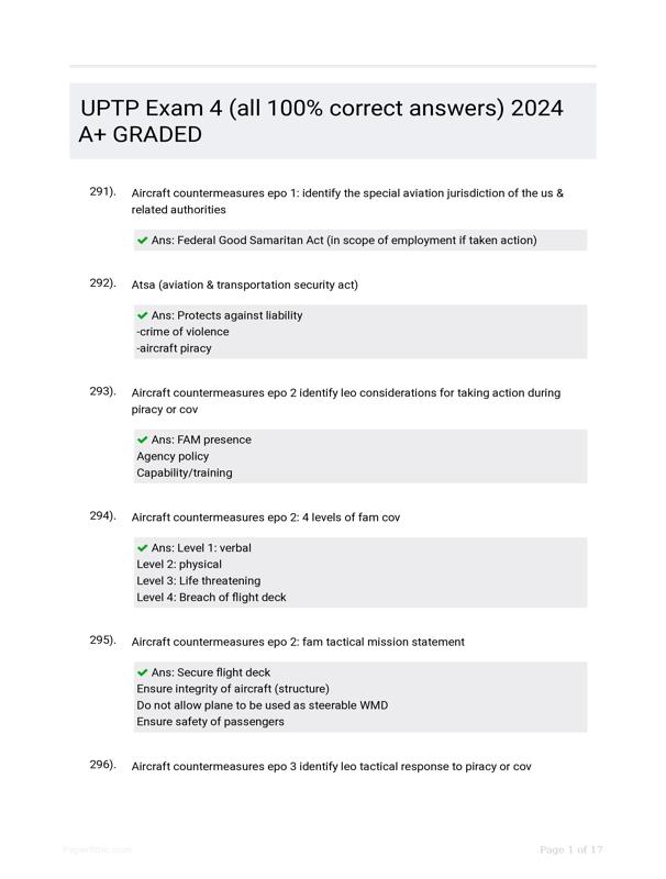 UPTP Exam 4 (all 100% Correct Answers) 2024 A+ GRADED