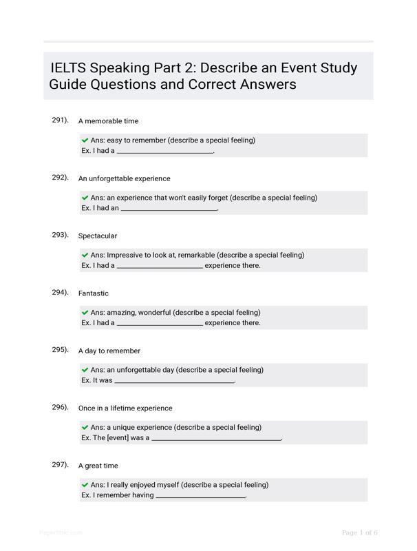 IELTS Speaking Part 2: Describe An Event Study Guide Questions And ...