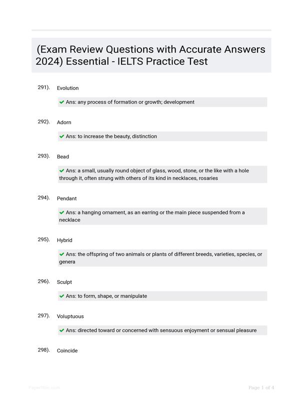 (Exam Review Questions With Accurate Answers 2024) Essential - IELTS ...