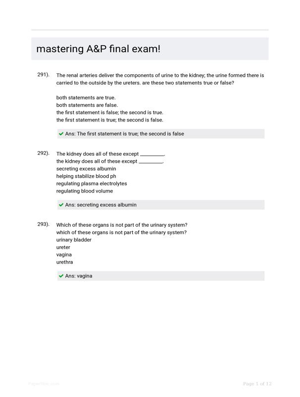 Mastering A&P Final Exam!