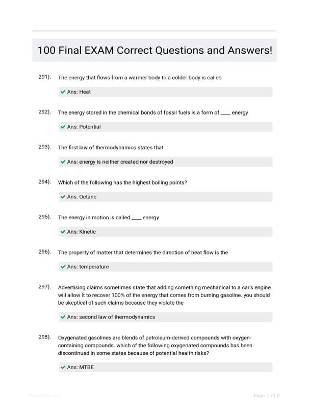 100 Final EXAM Correct Questions And Answers!