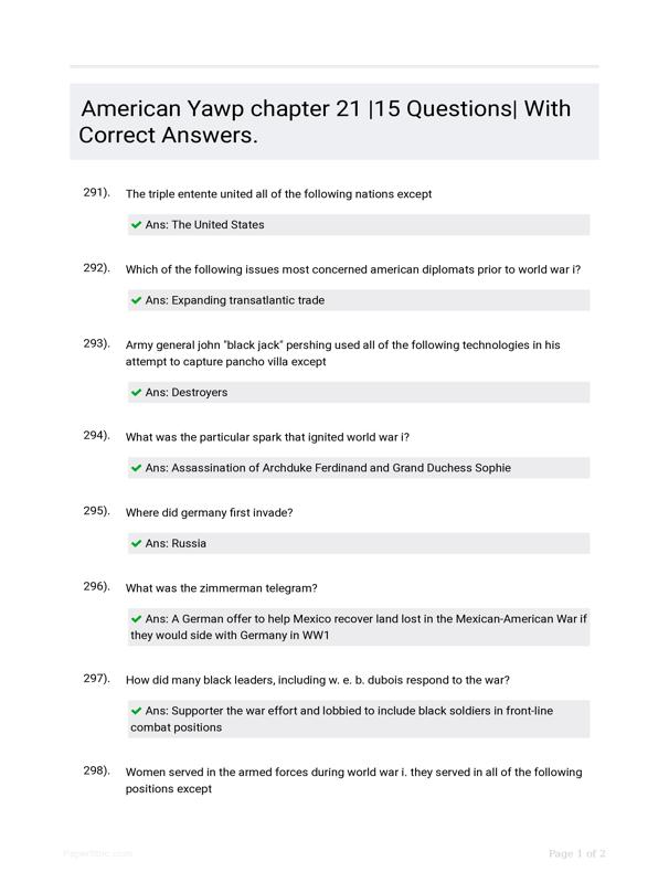 American Yawp Chapter 21 |15 Questions| With Correct Answers.