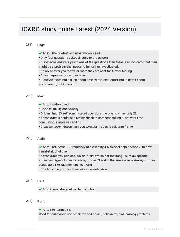 IC&RC Study Guide Latest (2024 Version)