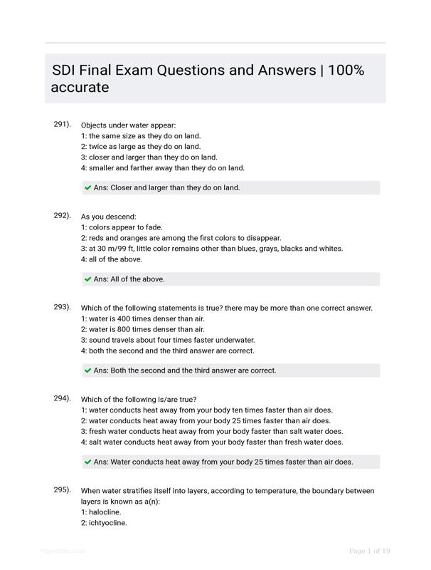 SDI Final Exam Questions And Answers | 100% Accurate