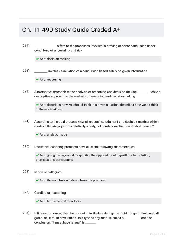 Ch. 11 490 Study Guide Graded A+