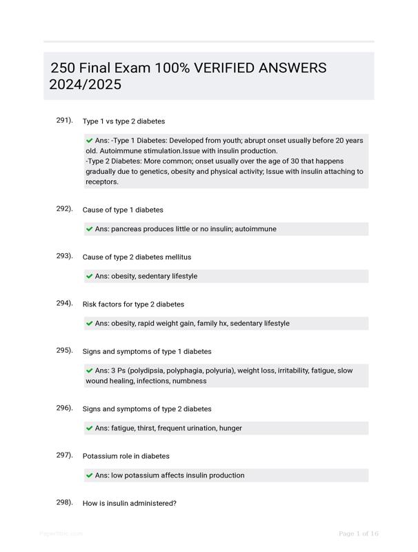 250 Final Exam 100% VERIFIED ANSWERS 2024/2025