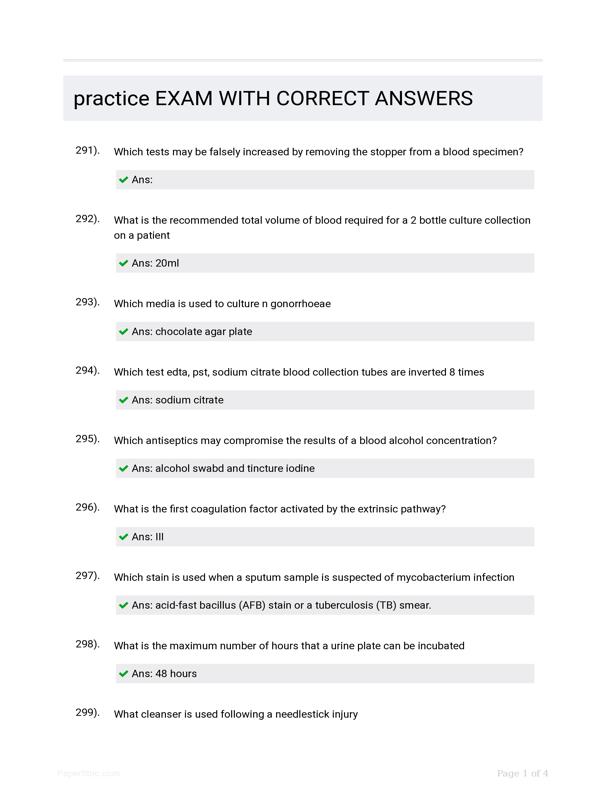 Practice EXAM WITH CORRECT ANSWERS