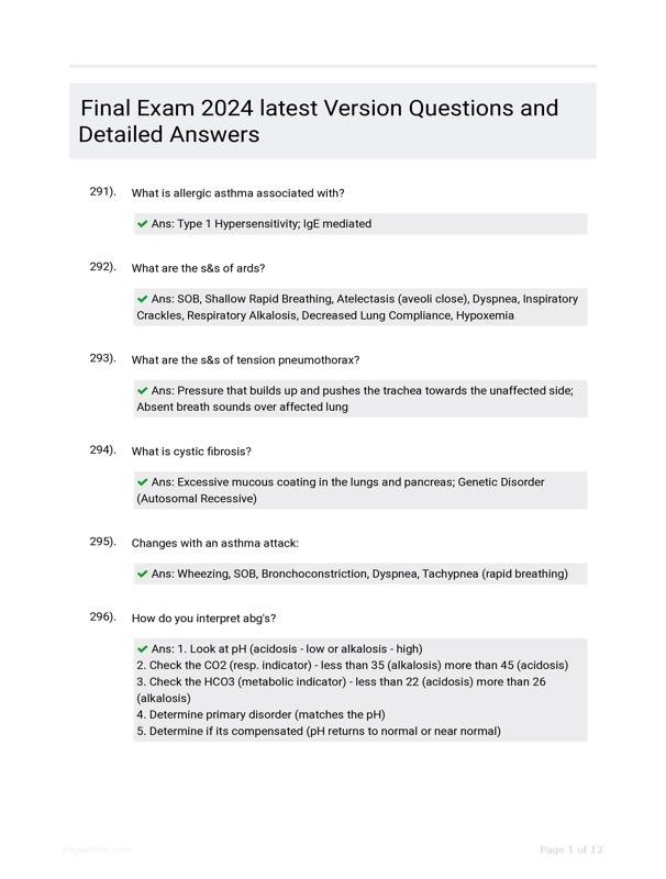Final Exam Practice Test With Complete Solutions