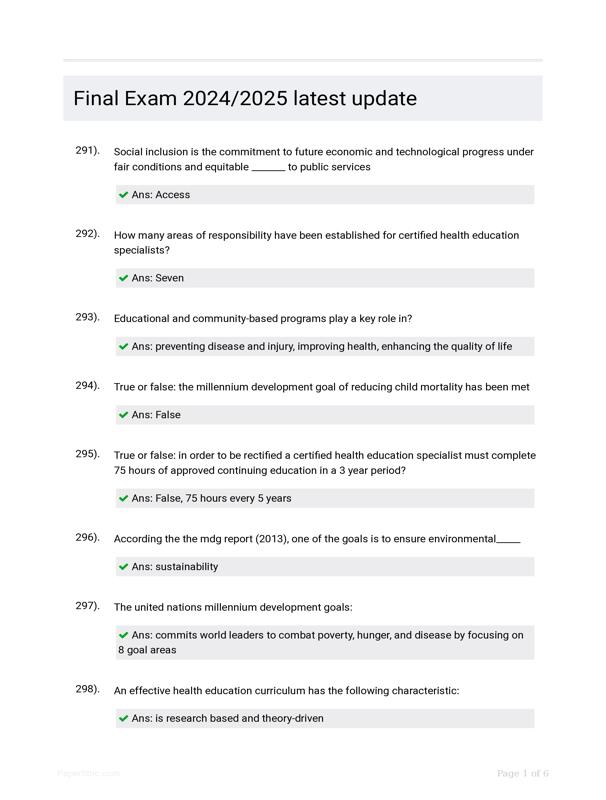 Final Exam 2024/2025 Latest Update
