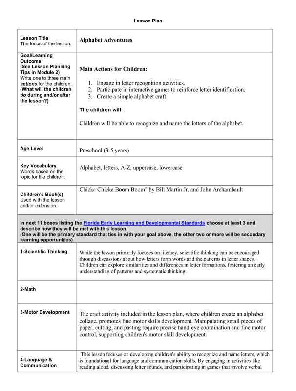 Alphabet Lesson Plan For Teachers