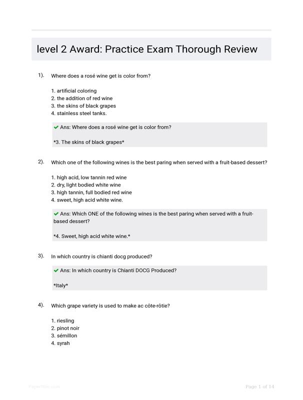 Level 2 Award: Practice Exam Thorough Review