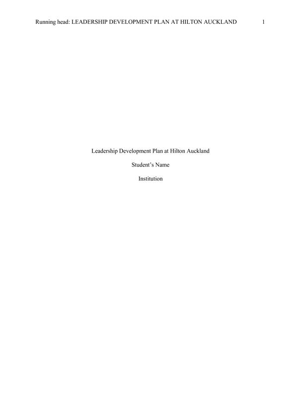 Final Capstone Project _ Leadership Development Plan At Hilton Auckland