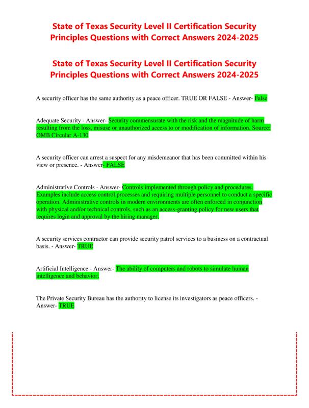 State Of Texas Security Level II Certification Security Principles ...