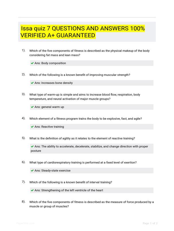 Issa Quiz 7 QUESTIONS AND ANSWERS 100% VERIFIED A+ GUARANTEED