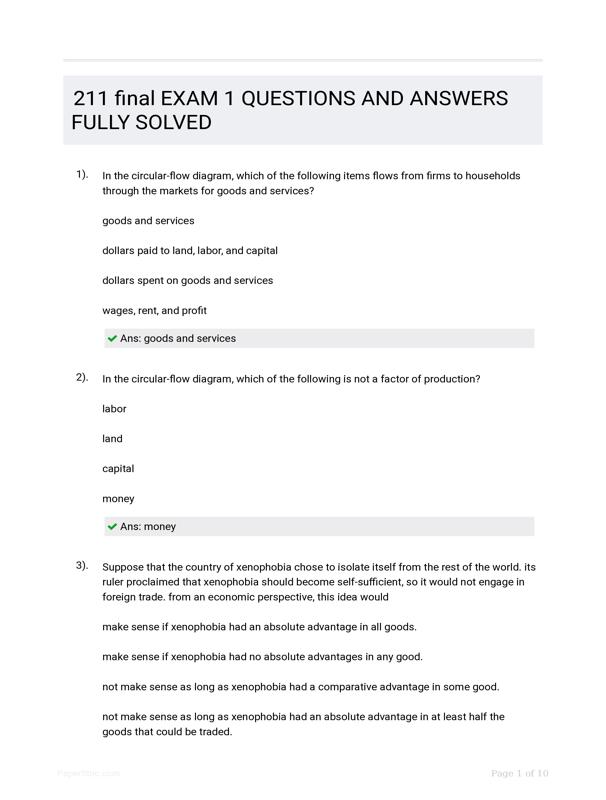 211 Final EXAM 1 QUESTIONS AND ANSWERS FULLY SOLVED